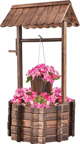 Costway Wish Well pro venkovní dřevěnou fontánu vědro květináč