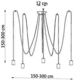 Sollux SL.0371 - Lustr na Lanku EDISON 5 5xE27/60W/230V pavouk černá