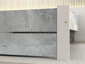 Postel IKAROS DOUBLE 180 x 200 cm, beton/bílá Matrace: Bez matrace, Rošt: Bez roštu