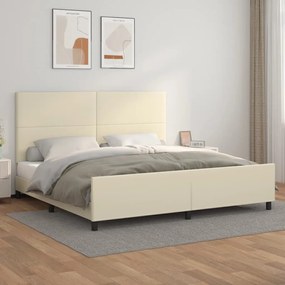 vidaXL Rám postele s čelem krémový 200x200 cm umělá kůže