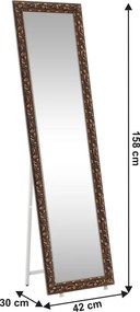 Designové zrcadlo, hnědá, PANTOS