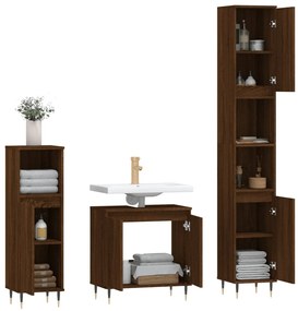 3dílný set koupelnového nábytku hnědý dub kompozitní dřevo,  3190274