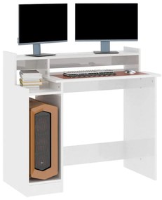 Petromila Psací stůl s LED lesklý bílý 97 x 45 x 90 cm kompozitní dřevo