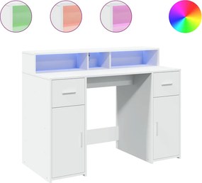 Psací stůl s LED světly bílý 120 x 55 x 91 cm kompozitní dřevo 3309411