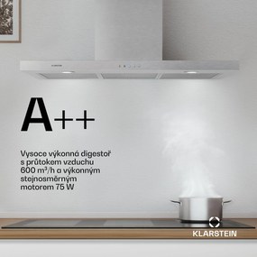Klarstein Limelight, digestoř, 90 cm, nástěnná, 600 m³/h, stříbrná