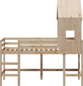 Patrová postel s žebříkem a střechou 80 x 200 cm borovice 3282028