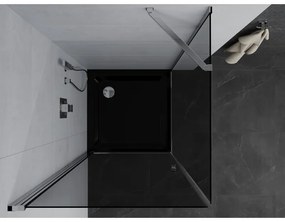 Mexen Pretoria sprchový kout s otočnými dveřmi 90 x 90 cm, grafitově černá , Chromovaná + vanička do sprchového kouta Flat, Čern