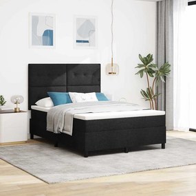 Postel s boxspringem s matrací s čelo Černá 140 x 200 cm textil 3339394