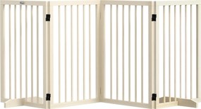 PawHut Bezpečnostní bariéra pro psy - modulární skládací pet plot 4 panely s podpěrnými nohami - 206 x 35,5 x 76 cm z přírodního dřeva