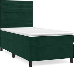 Box spring postel s matrací tmavě zelená 80 x 200 cm samet 3143052