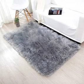 Hequn Koberec S Imitací Jehněčí Kůže 75 X 120 CM Šedý