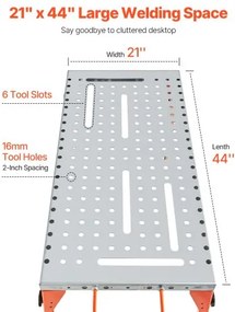 Svařovací stůl 111,8 × 53,3 cm 226,8 kg skládací pracovní stůl s nastavitelnou