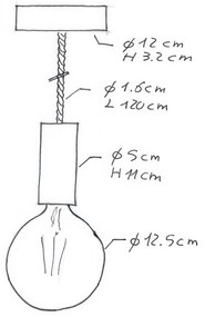 creative cables Závěsná lampa s XL 16mm námořnickým kabelem, lakované dřevěné detaily Barva: Černá