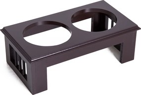 PawHut sada misek pro psy 2 nerezové misky na krmivo, zvýšená miska pro kočky, MDF, snadná údržba, káva, 44x24x15cm| Aosom