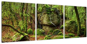 Obraz kouzelného lesa (s hodinami) (90x30 cm)