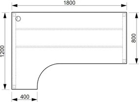 Kancelářský pracovní stůl Hobis Ergo UEO1800P, bílá RAL 9016, deskabuk