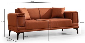 Hanah Home Dvoumístná pohovka HORIZON červenooranžová 170 cm