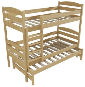 Vomaks Patrová postel s výsuvnou přistýlkou PPV 009 Rozměr: 80 x 200 cm, Barva: bezbarvý lak, Prostor mezi lůžky: 80 cm