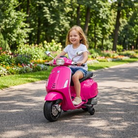 Dětská elektrická motorka AIYAPLAY pro děti od 3 let s licencí Vespa, bateriová motorka 6V s USB, MP3, LED světlem, FM rádiem, rychlostí 3 km/h a nos…