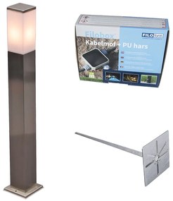 Venkovní lampa ocel 80cm IP44 - Malios s hrotem země a kabelovým pouzdrem