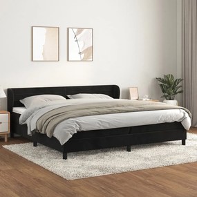 Box spring postel s matrací černá 200x200 cm samet 3127573