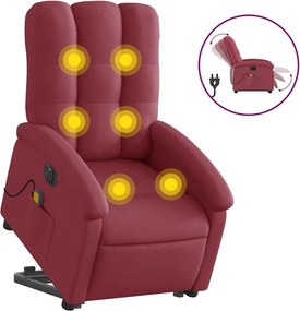 Elektrické zvedací masážní polohovací křeslo vínové textil 3204131