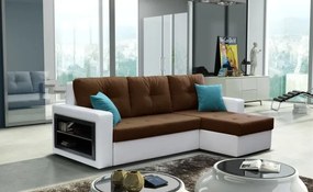 SOB FURNITURE Rohová sedací souprava FAVI - bílá / hnědá