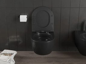 Mexen Carmen, závěsná WC mísa 490x365x340 mm, Rimless Tornádo, černá matná, 3388XX85T