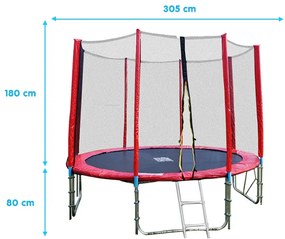 GoodJump GoodJump 4UPVC červená trampolína 305 cm s ochrannou sítí + žebřík + krycí plachta