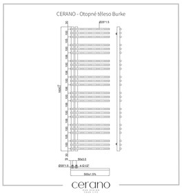 CERANO - Topné těleso Burke - D5 - 750W - černá matná - 1600x500 mm