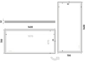 Nimco LED zrcadlo 1400x700 - ZP 13008