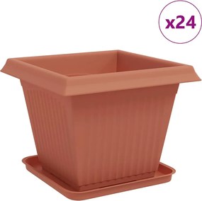 Květináče 24 ks Cihlově červená Plast 3403309