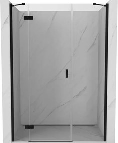 Mexen Mist-H, 1-křídlé sprchové dveře levé 140 cm, čiré sklo, černý profil, 8A5-140-001-70-00-L