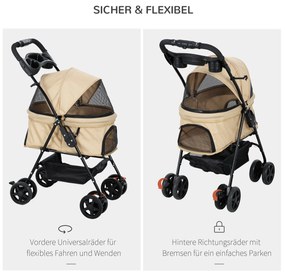 PawHut kočárek pro psy kočárek pro psy skládací funkční kočárek pro malé psy kočky kočárek pro domácí mazlíčky Oxford Khaki 67x45x96cm |