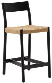 OnaDnes -20% Černá dubová barová židle Kave Home Yalia s výpletem 65 cm