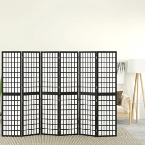 Skládací 6dílný paraván v japonském stylu 240 x 170 cm černý,  352082
