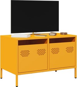 Fionshop 263676351 Tv skříňka hořčicově žlutá 68 x 39 x 43,5 cm ocel