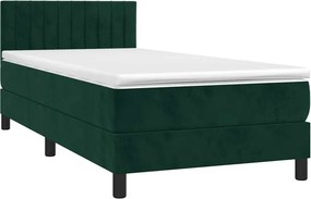Box spring postel s matrací a LED tmavě zelená 80x200 cm samet 3134492