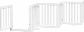Zábrana pro psy s dvířky skládací 9 panelů bílá 450 cm topol 3155647