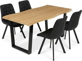 Vikio Jídelní set pro 4 osoby 160x90 cm dub noha U černá židle VJS156-4C