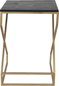 Zlatý kovový odkládací stolek Stefano s černou deskou - 40*40*55 cm