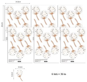 Funlife Nálepky do dětského pokoje pampelišky 4 x 8 cm