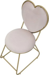Designová jídelní židle Heart světle růžová/zlatá