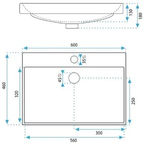 REA-U3326 - Zápustné umyvadlo MANDY 46x60 cm keramika/lesklá bílá