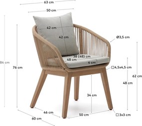 Béžová/v přírodní barvě dřevěná/polstrovaná jídelní křesla v sadě 2 ks Portalo – Kave Home