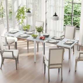 HOMCOM Skleněný Jídelní Stůl Obdélníkový pro 4-6 Osob s Metalickými Nohami Multifunkční do Kuchyně a Obývacího Pokoja 120x60x75 cm Bílý