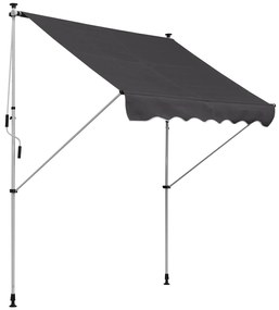 Outsunny markýza se skládacím ramenem, výškově nastavitelná markýza 200x150cm, šedý hliník pro balkon a terasu | Aosom.de