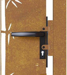 Zahradní branka 100 x 75 cm corten ocel bambusový design 153238