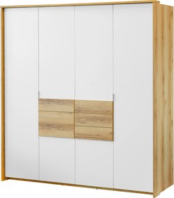 STO Šatní skříň PANAMA 208 cm, Bílá/Dub přírodní