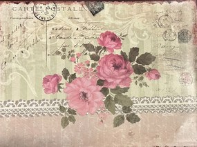 Plechová retro cedule Carte postele Růže